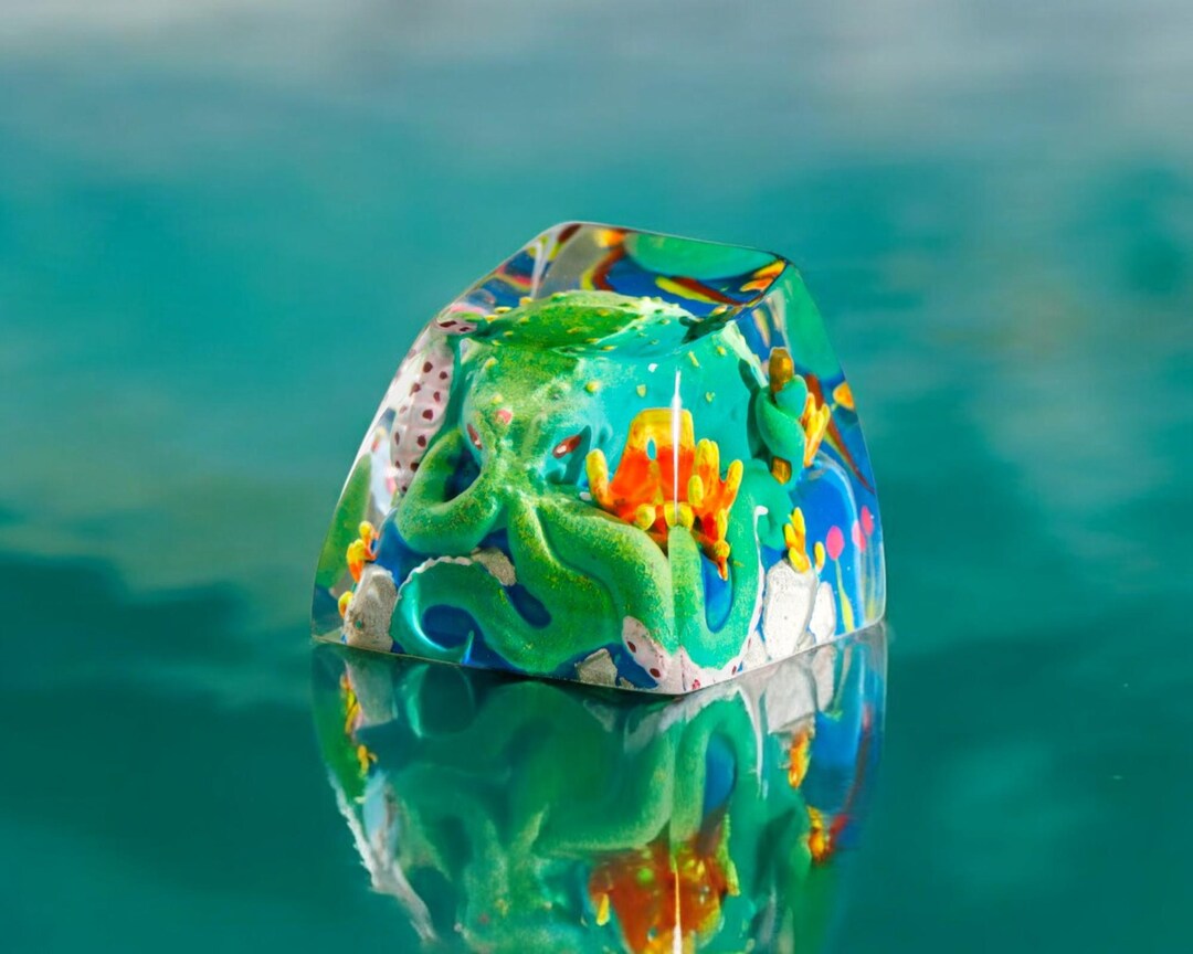 Artisan Keycap Octopus, Custom ESC Keycap, Cute Keycap, Handmade Resin ...
