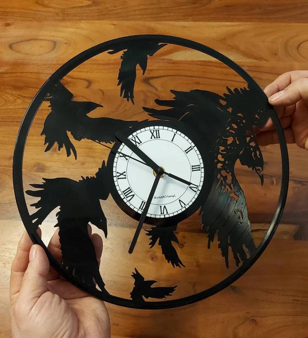 Raven Crow Record Clock Thekreativvinylshop Gift Idea Wall Clock Vinyl ...