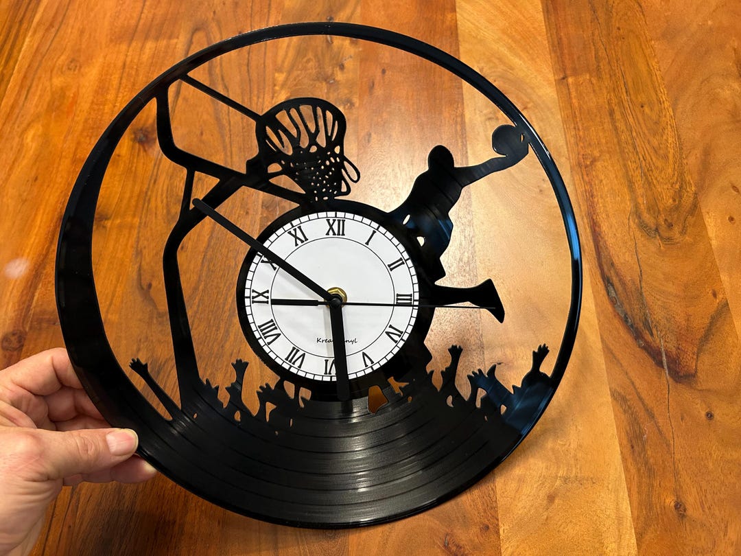 Basketball Record Clock Thekreativvinylshop Gift Idea Wall Clock Vinyl ...