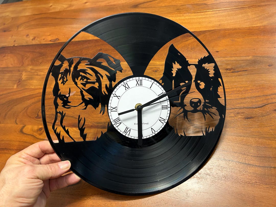 Border Collie Record Clock Thekreativvinylshop Gift Idea Wall Clock ...