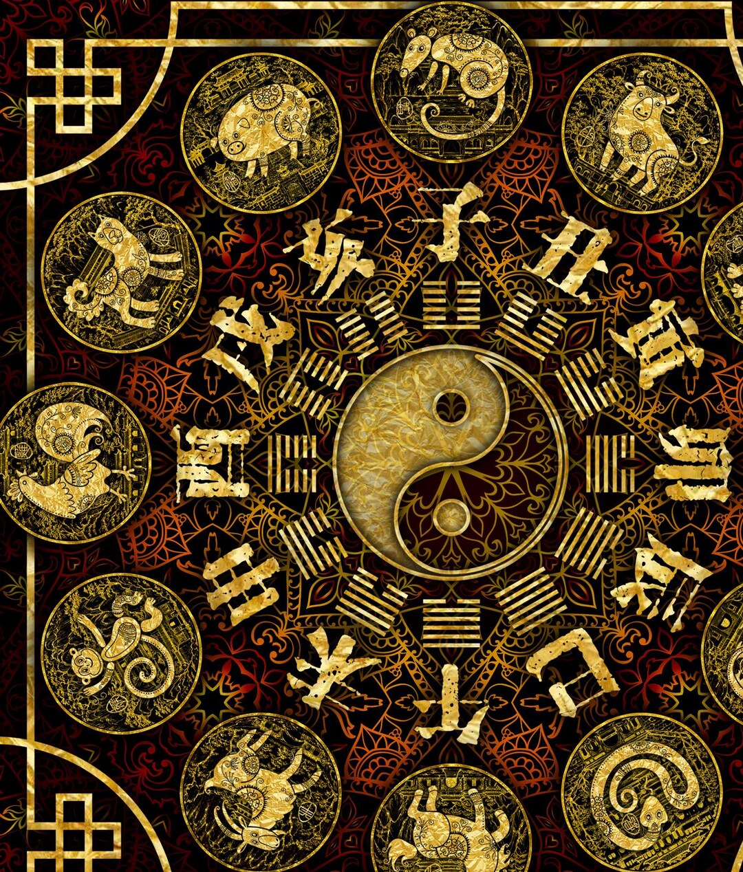 Zodiac Astrology Feng Shui Art • Chinese Birth Chart Bazi • 12 Animals ...