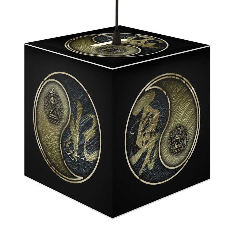 Yin Yang Chess Light Cube Lamp, Boho Home Decor, Modern Pendant Light ...