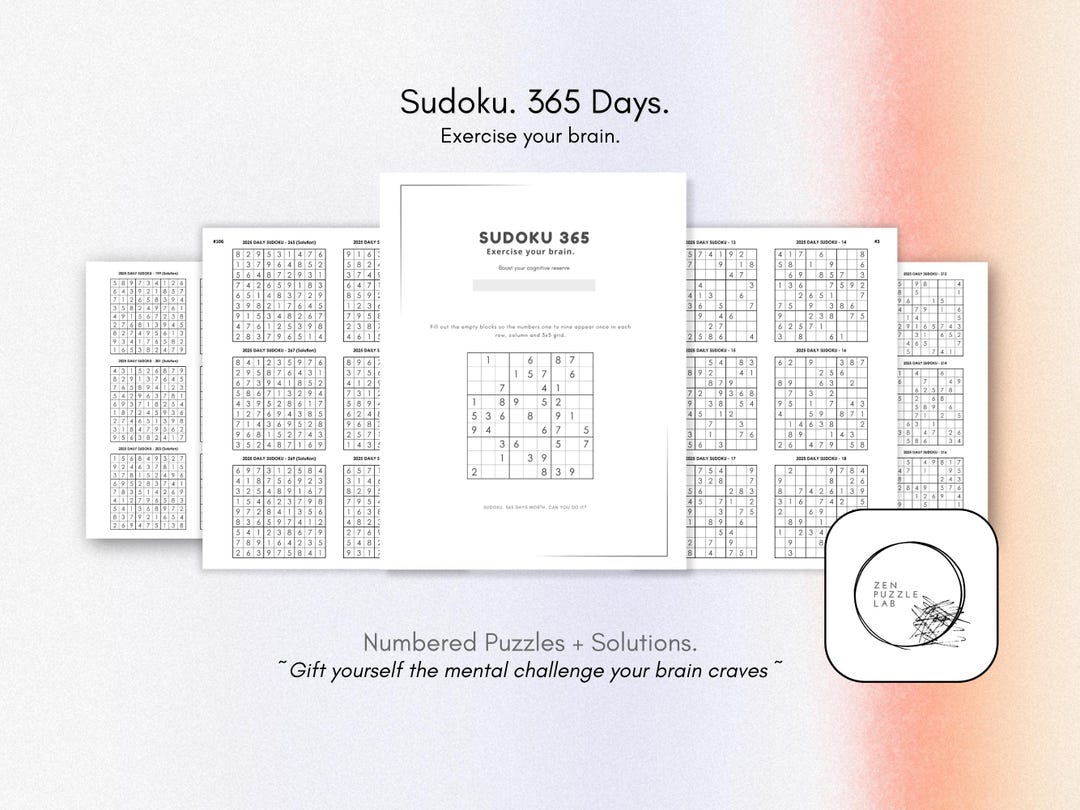 365 Printable Sudoku Puzzles | Brain Boosting Daily Challenge ...