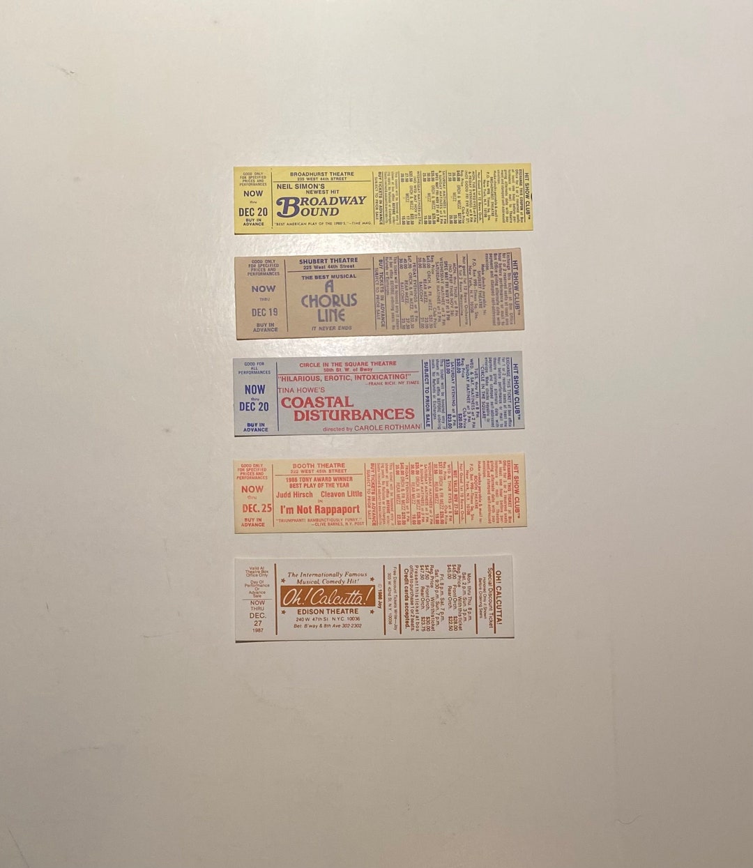 5 - 1980’s New York City Broadway Theater Ticket Coupons - Etsy