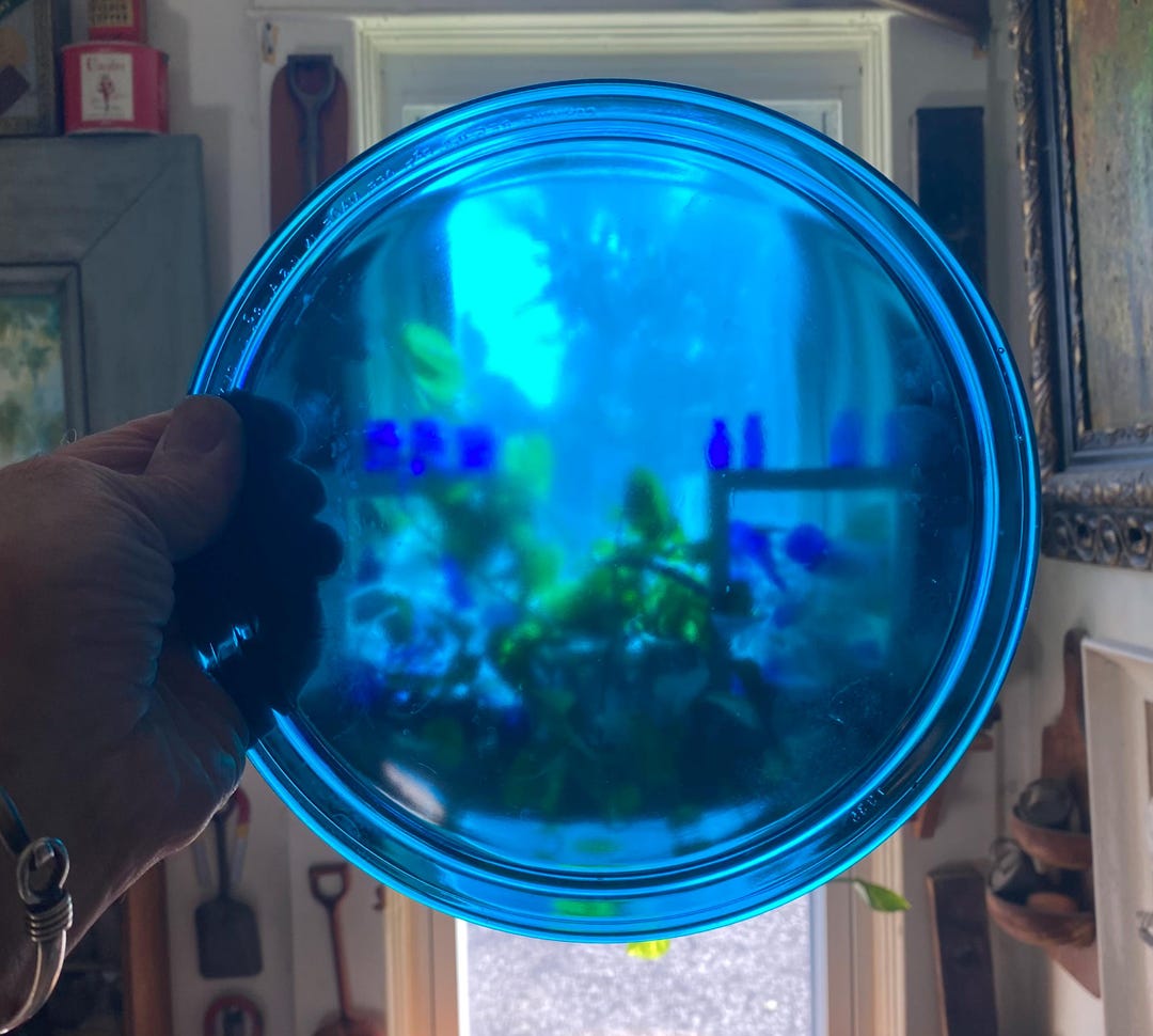 Vintage 8 1/4” Corning Aqua Blue Signal Glass Lens for Railroad Switch ...