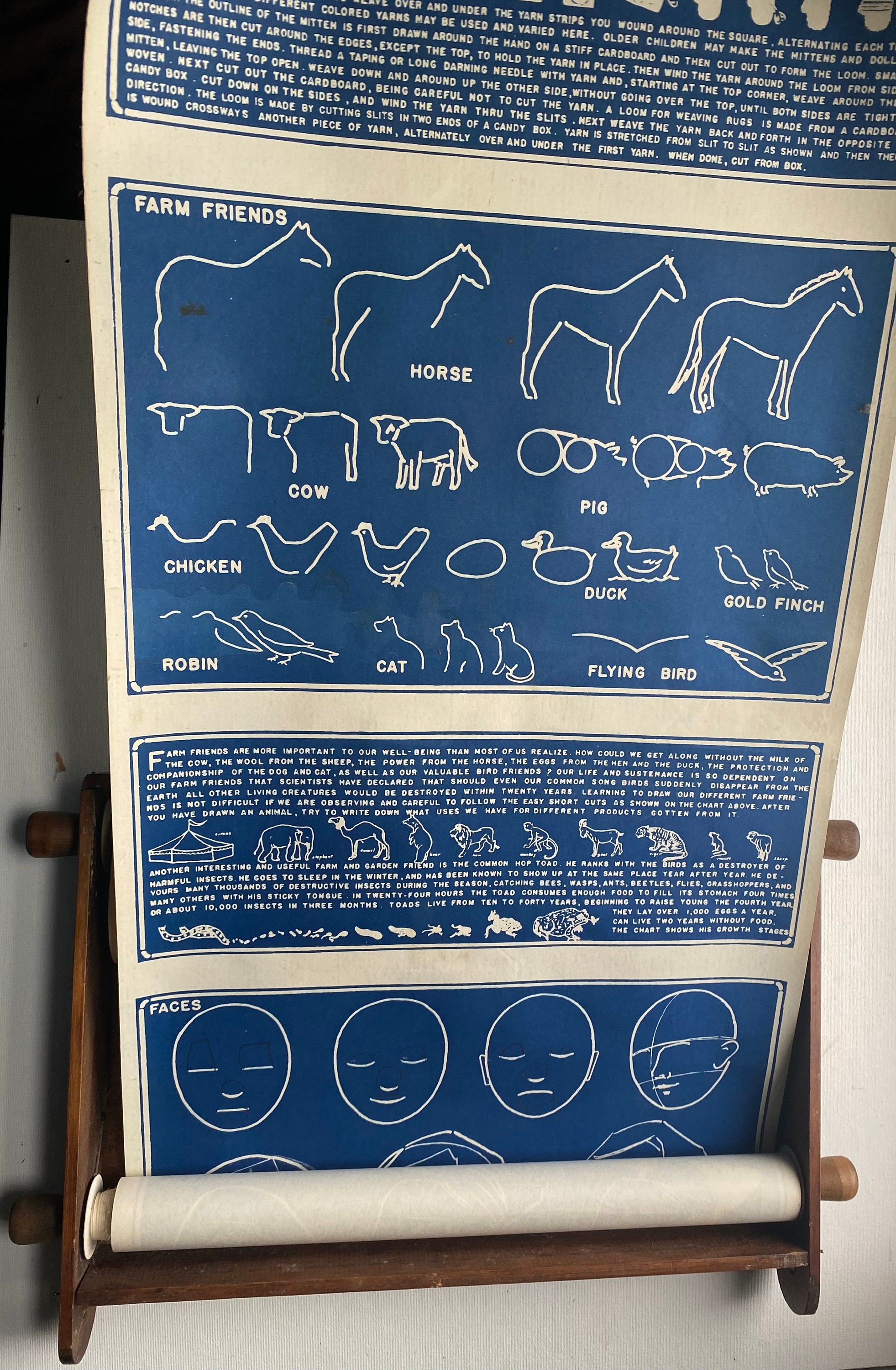 1940s Roll up Teachers Chart Vintage Home School - Etsy