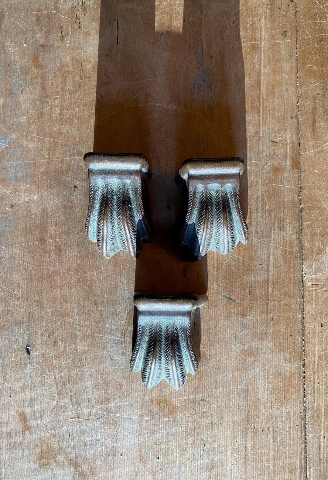 3 Antique Duncan Phyfe Stamped Brass Lions Claw Feet Unmarked Fits 1 1/ ...