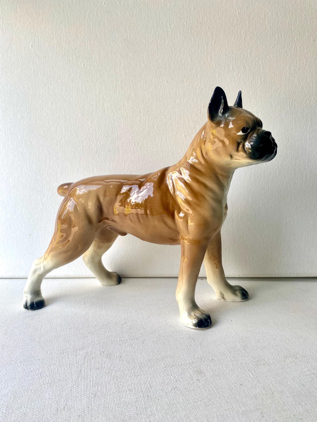 Vintage Ceramic Boxer Dog Figurine - 1950's Japan Label - Etsy