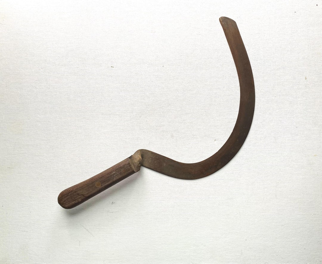 Early 18” Hand Held Sickle - Brass Pinned Offset Hickory (?) Handle - Etsy