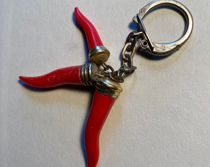 Vintage Italian Red Horn Keychain - Cornicelli - Etsy