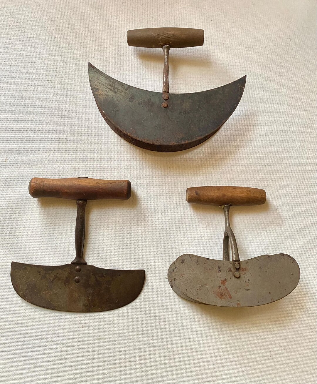 Antique Steel Food Choppers With Wood Handles: Farmhouse Decor, Set of ...