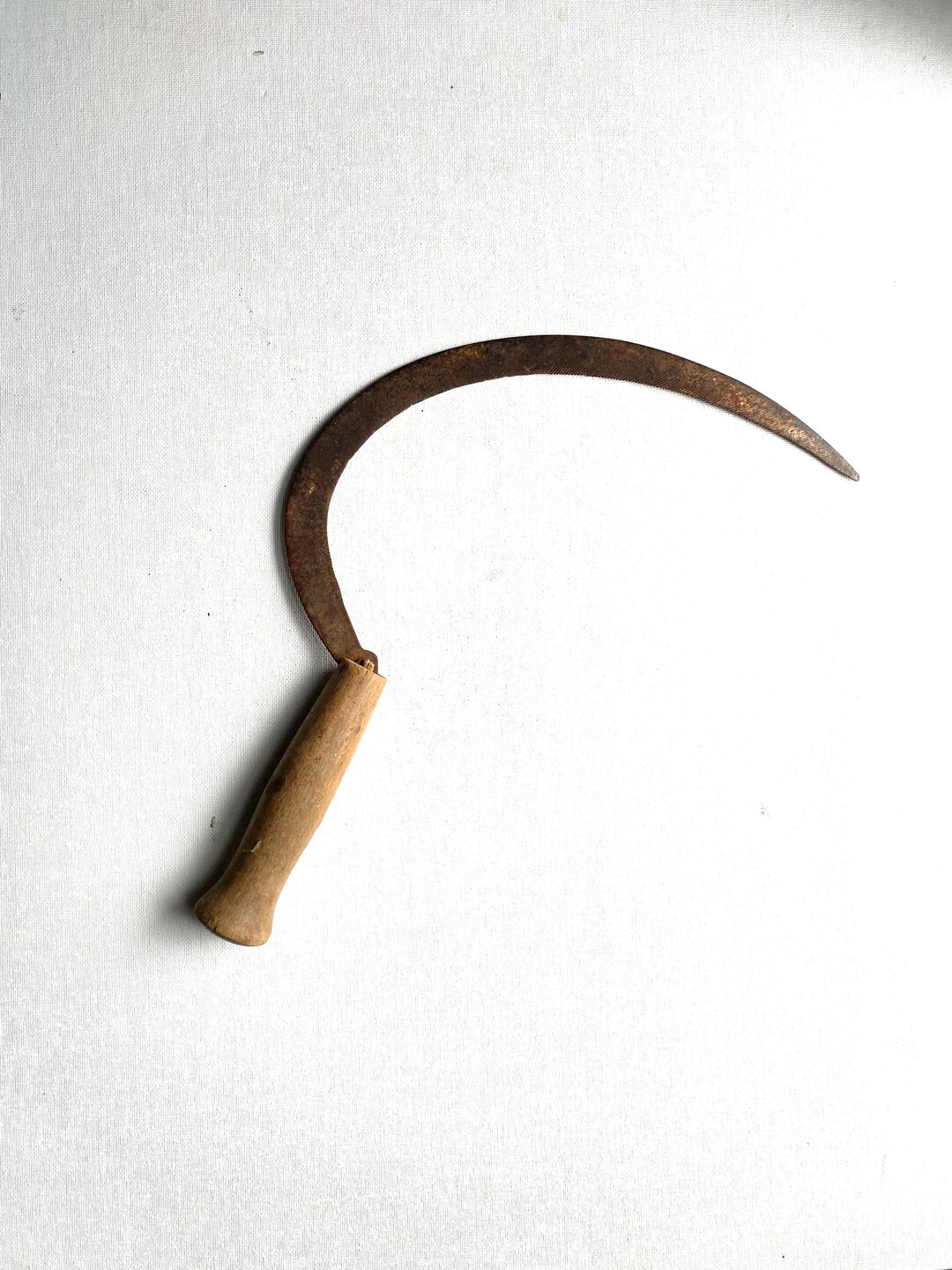 Early 14” Serrated Edge Hand Held Sickle - Straight Handle and Blade ...