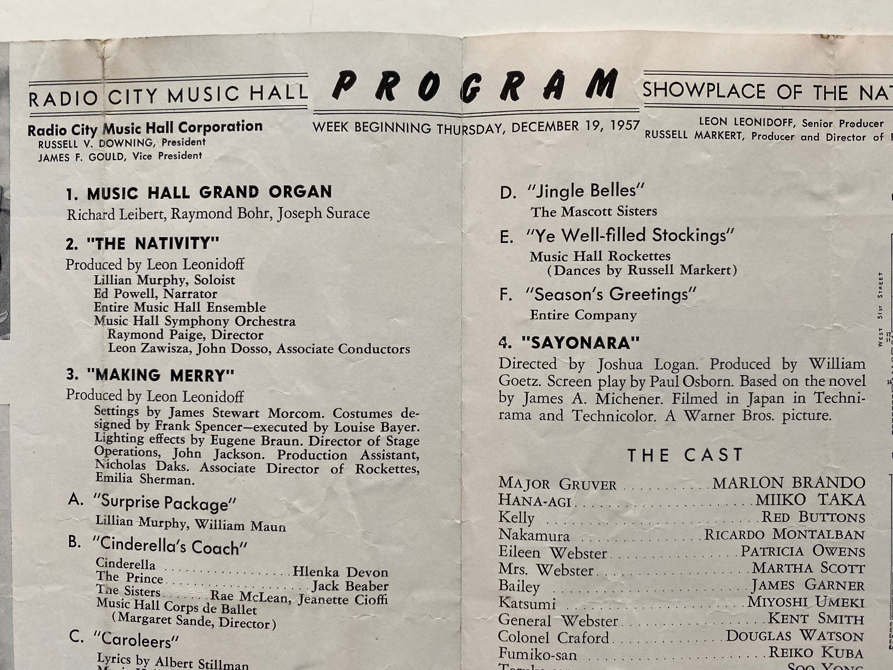 1957 Radio City Music Hall Program SAYONARA With Marlon - Etsy