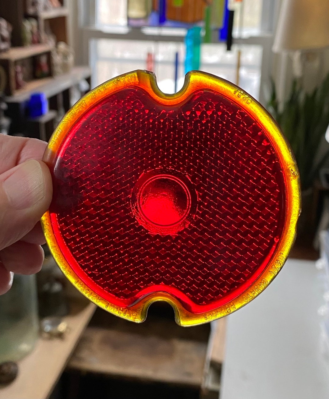 3" Plus Flange - 1930's Stimson Red Glass Lens Reflector - Possibly ...