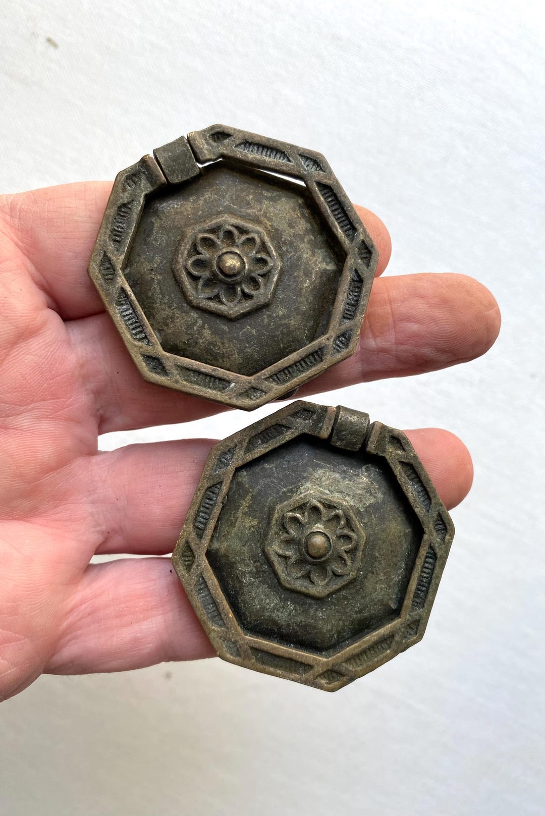 2 - Mission (?) Arts & Crafts (?) Craftsman (?) Drawer Ring Pulls - 2 ...