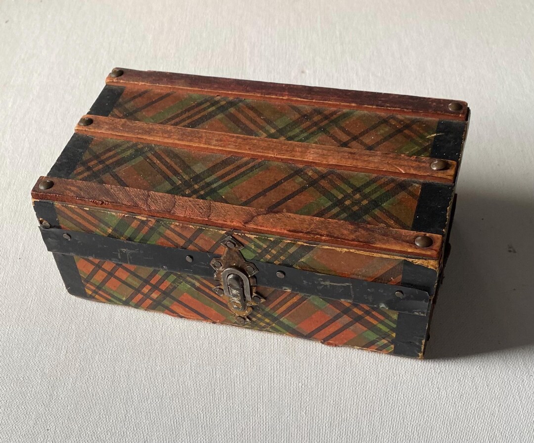 Antique Wooden Doll Trunk - 3 1/4” X 4 1/2” X 8” - Doll Clothes Trunk ...