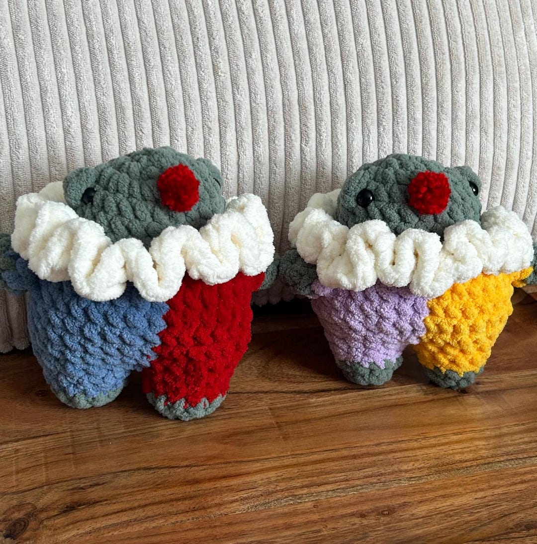 Chubby Crochet Froggy Clown Plushies: Ready to Ship - Etsy