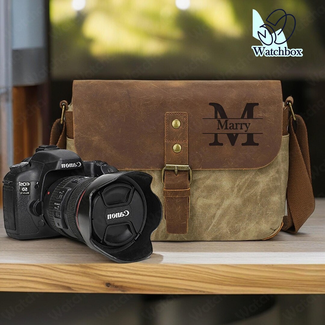 Personalized Canvas Leather Camera Bag,custom Canvas Saddle Bag,vintage ...