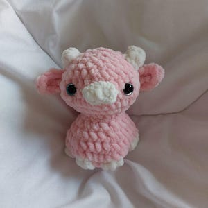 Handmade Pink Plush Cow Toy – Adorable Crochet Gift, Cute Pink Cow ...