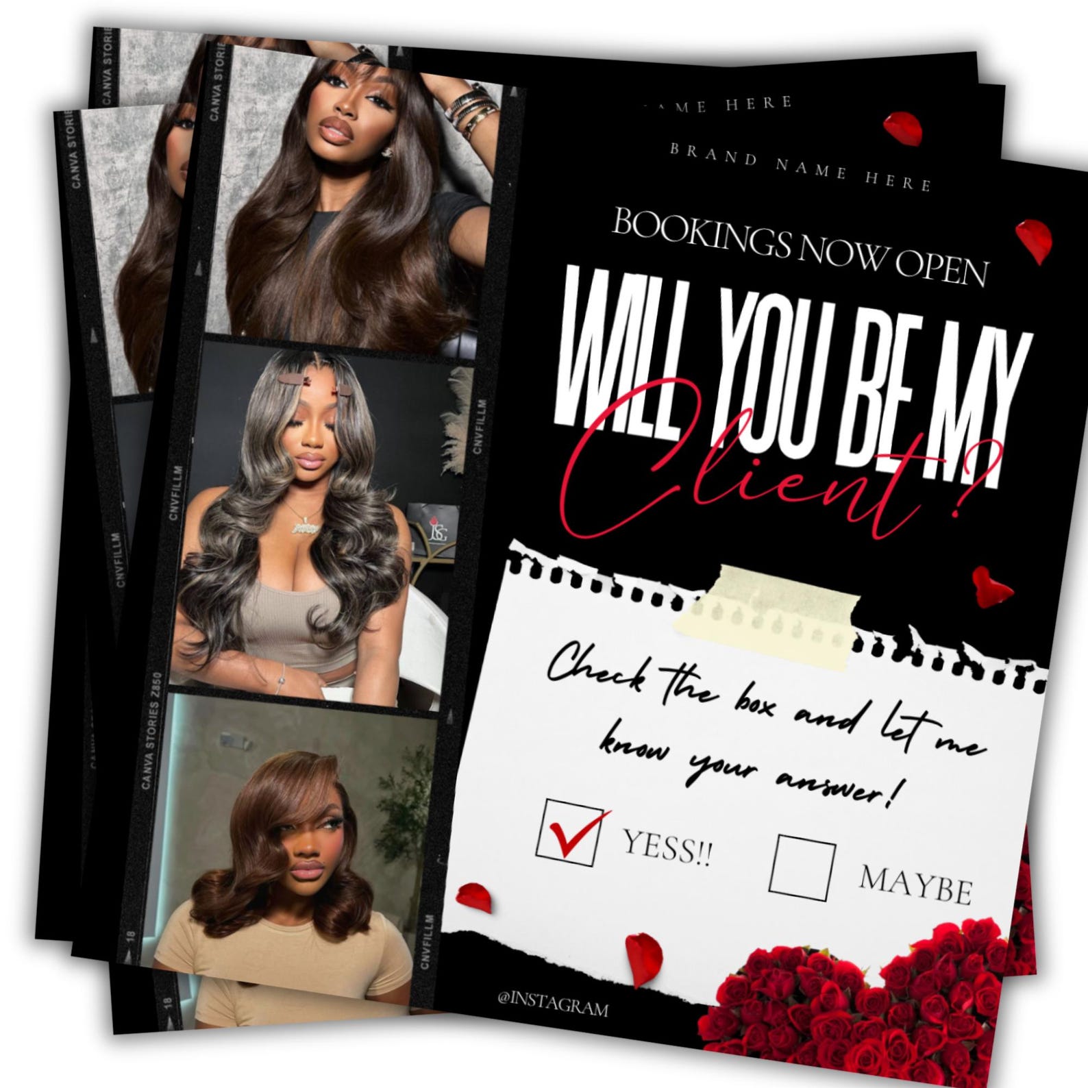 Valentine's Day Booking Flyer, Love, Hair Booking Template | Hair ...