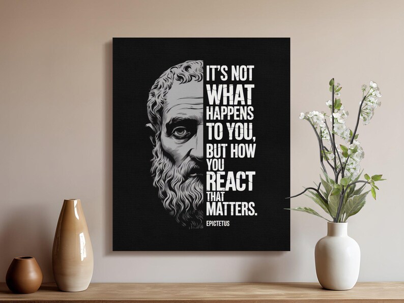 Stoic Motivational Poster, Epictetus Quote, Inspirational Wall Art ...