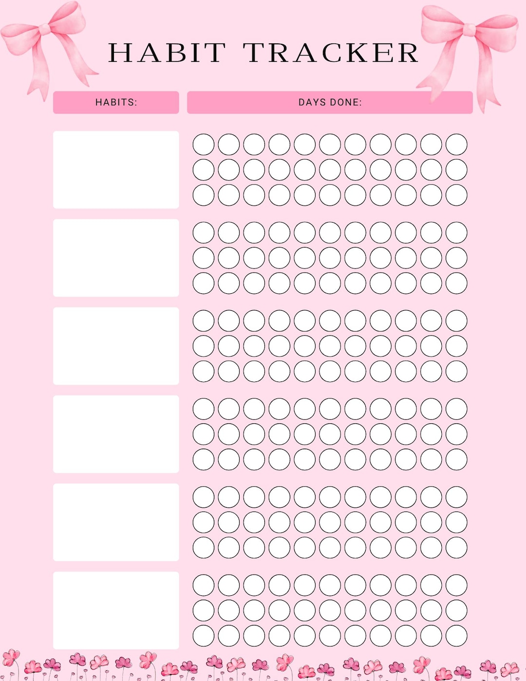 Habit Tracker Chart - Etsy
