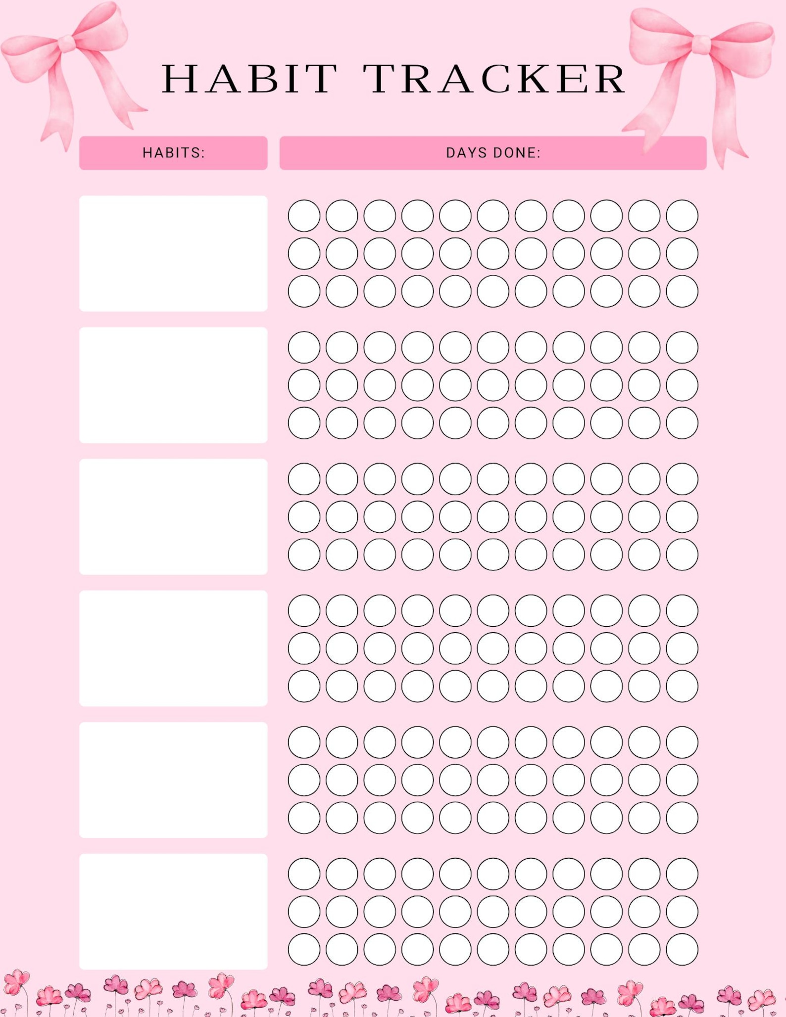 Habit Tracker Chart - Etsy