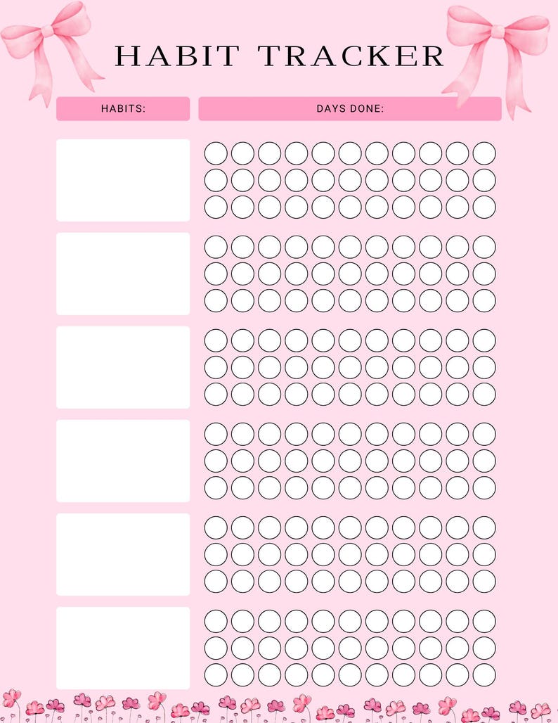 Habit Tracker Chart - Etsy