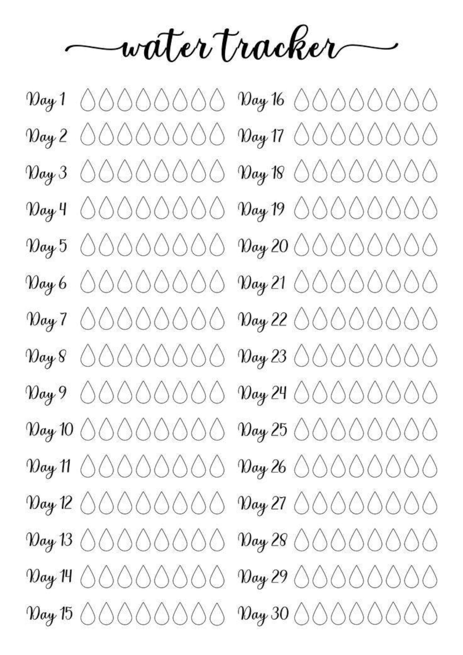 Water Tracker Printable Template - Etsy