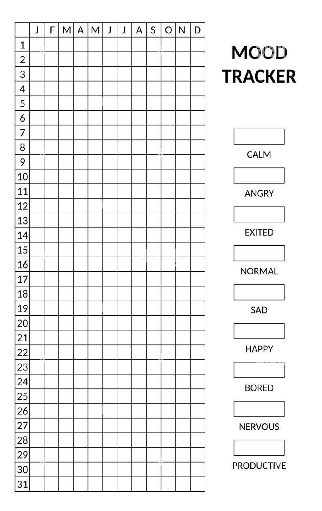 Yearly Mood Tracker Sheet - Etsy