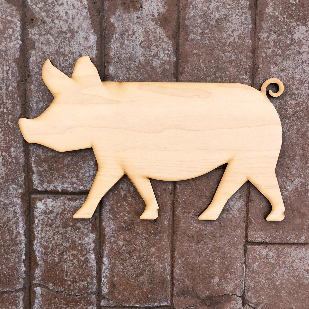 Wooden Pig Sign Cutout DIY Kit - Unpainted Wood Farm Animal - Make Your ...