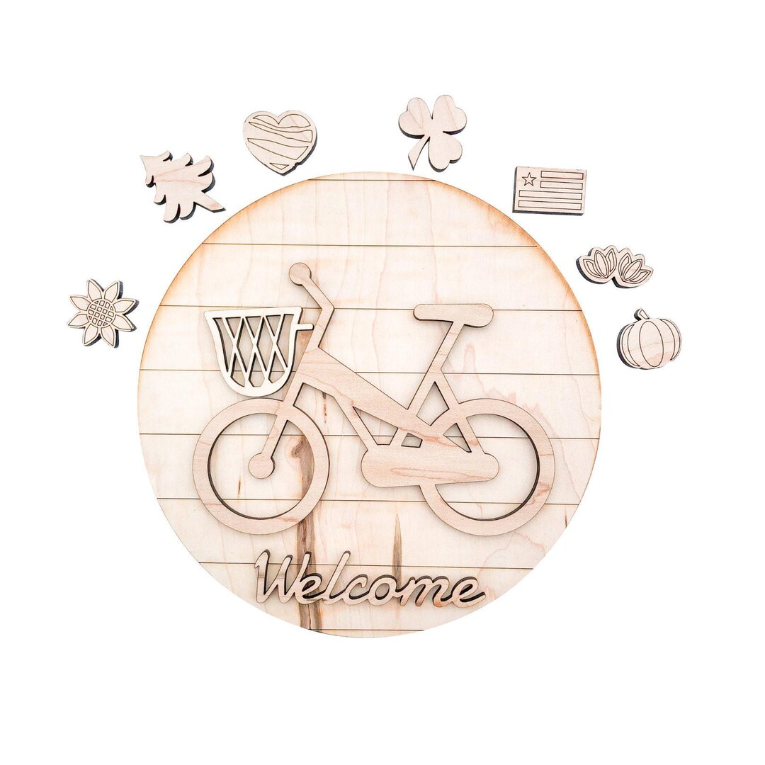 DIY Bicycle Welcome Sign Craft Kit for Adults - Unpainted Wood Home ...