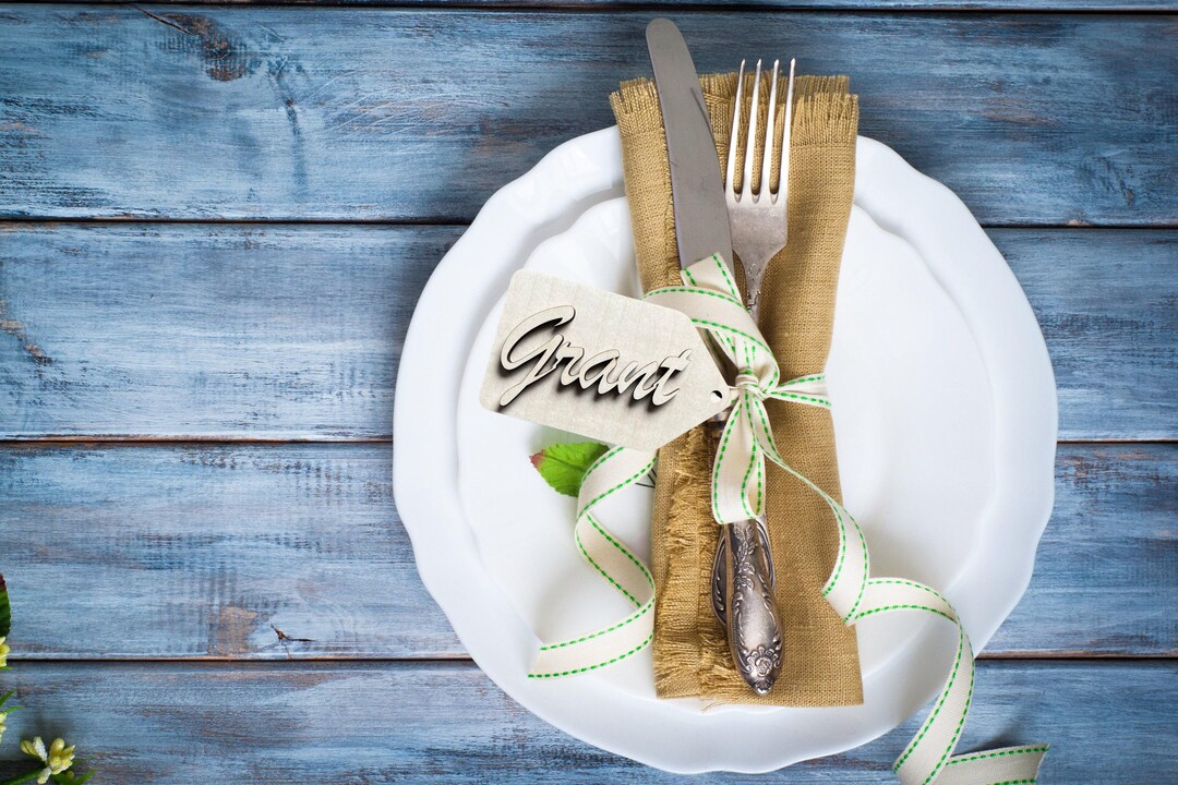 Personalized Rustic Wooden Wedding Place Cards: DIY Table Decor Kit ...