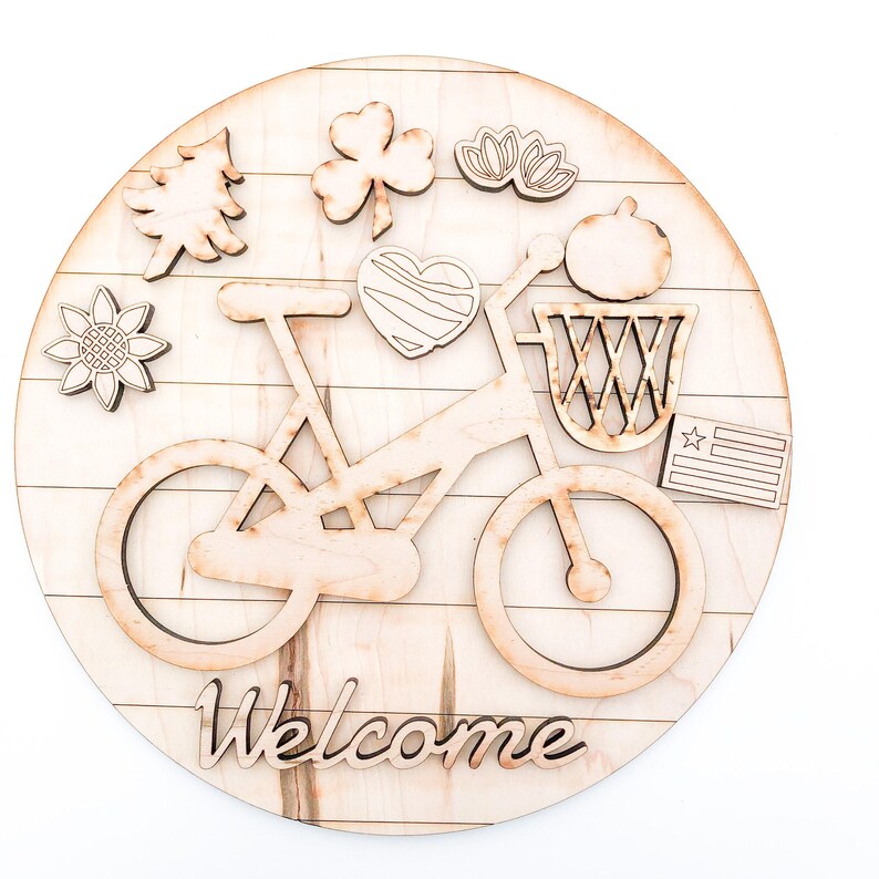 DIY Bicycle Welcome Sign Craft Kit for Adults - Unpainted Wood Home ...