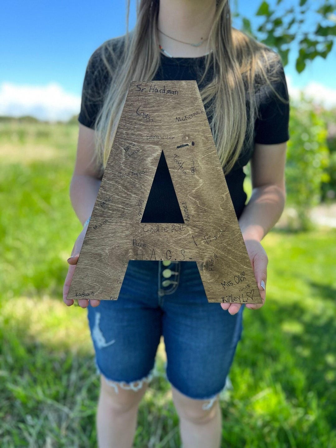 Wooden Guest Board | High School College Grad Party Sign | Initial ...