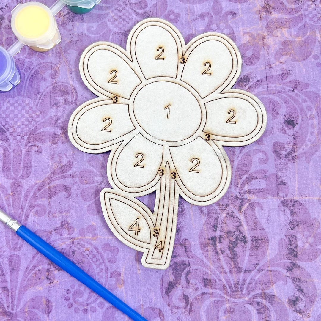 Flower Painting by Numbers, Craft Kits for Kids, Unpainted Wood Make ...