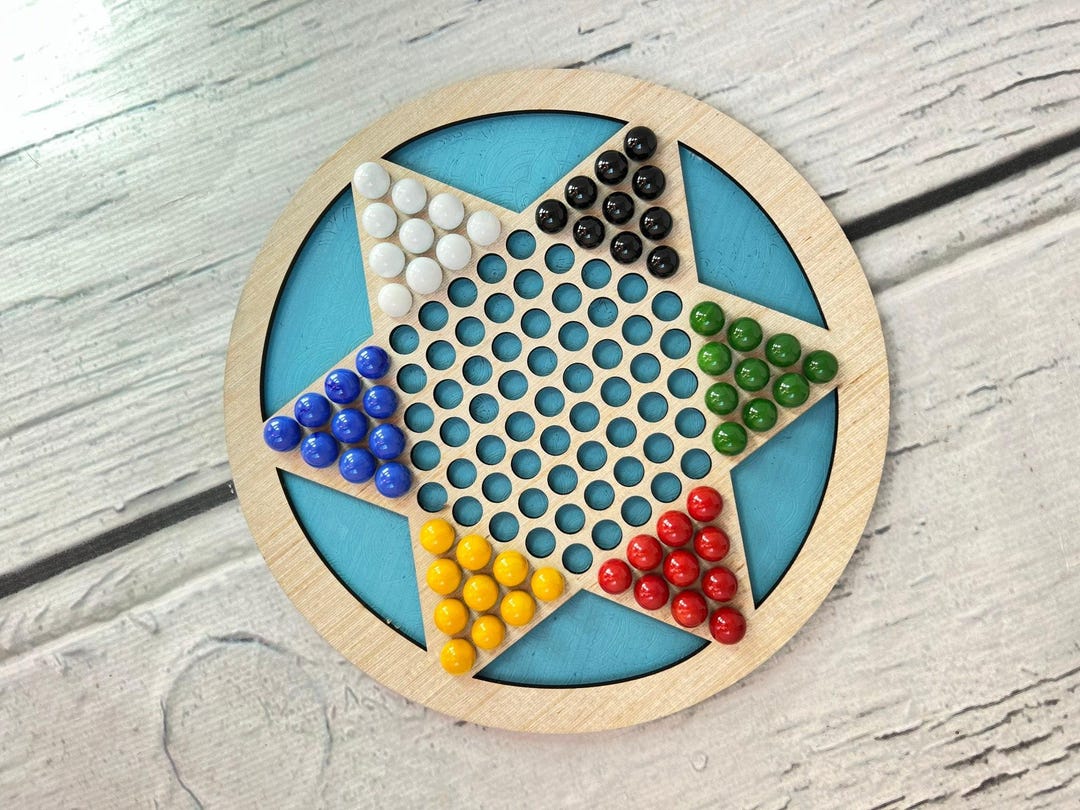 Handcrafted Engraved Chinese Checkers Board Game | Multicolored Glass ...