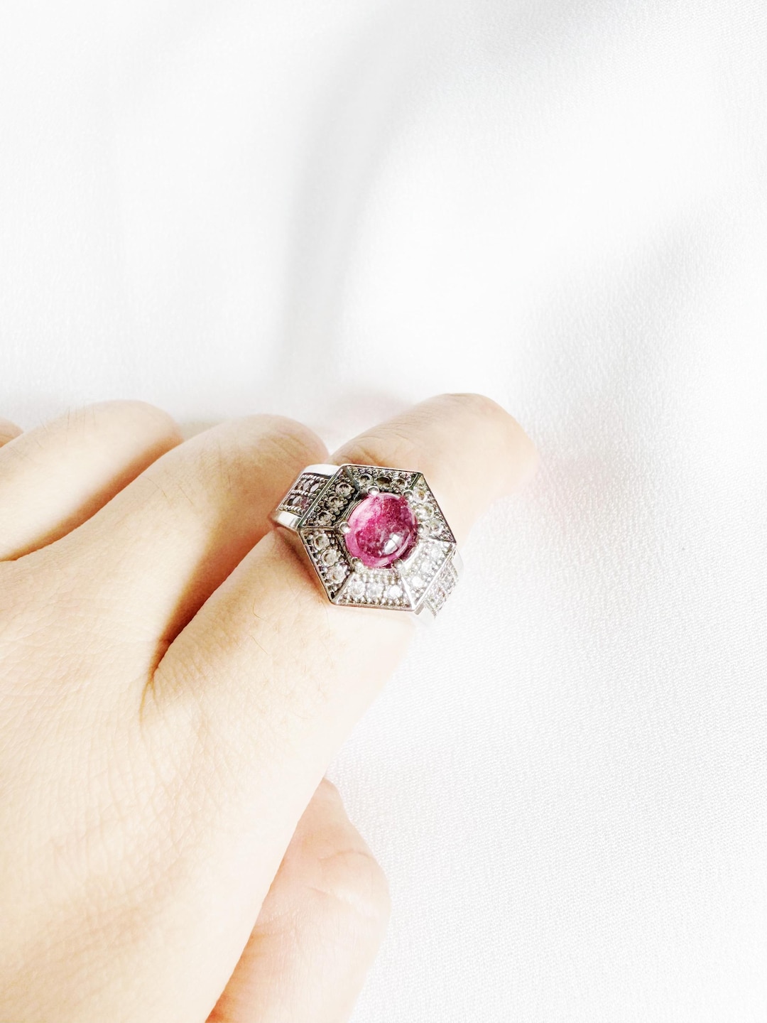 Pink Shelter Surround Pentagon Design Ring - Etsy
