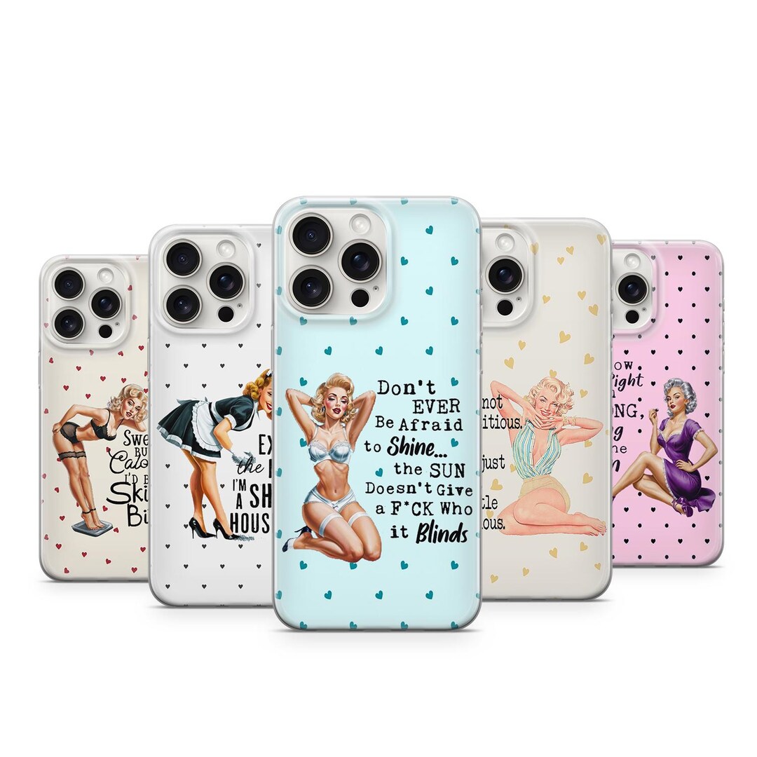 Retro Pinup Girl Phone Case Vintage Sexy Woman Art Cover iPhone 17 16 ...