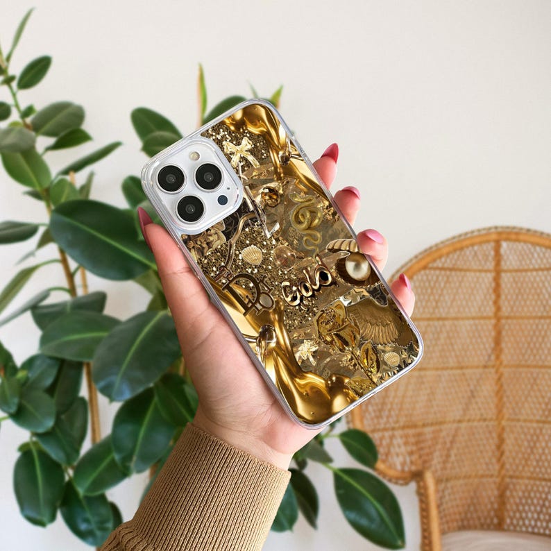 Gold Aesthetic Phone Case Luxury Gold Texture Cover Dore Golden ...
