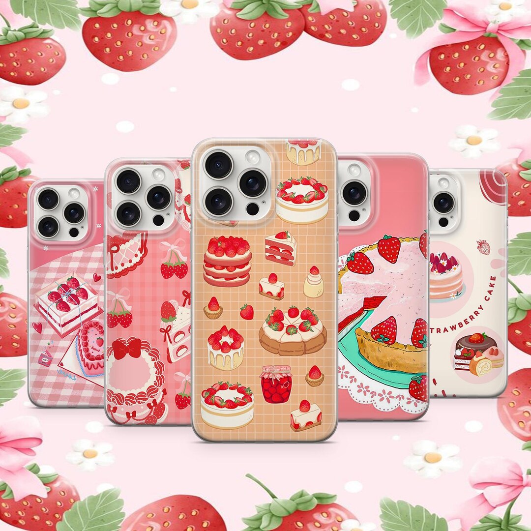 Strawberry Cake Phone Case Birthday Food Cover Strawberries Cover ...
