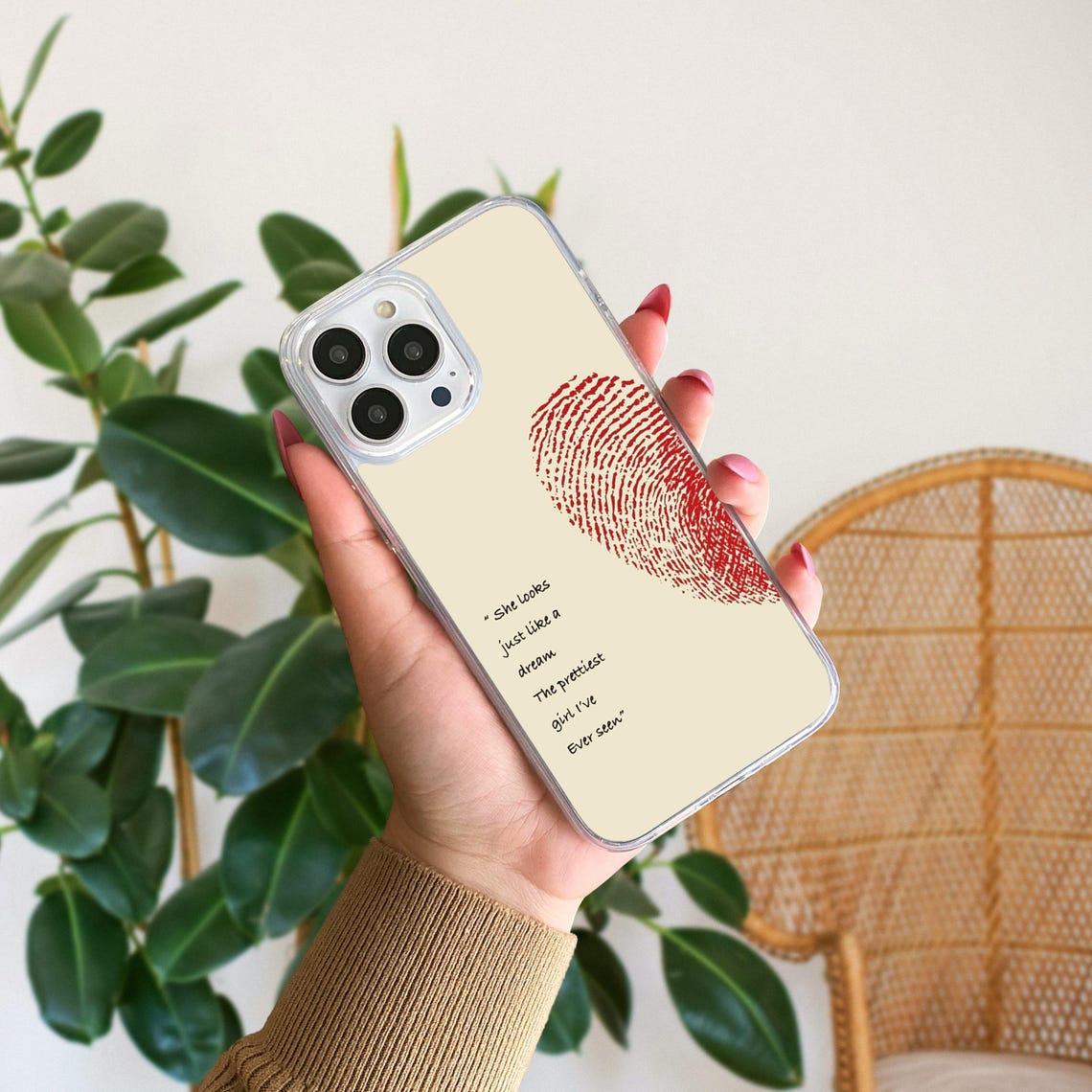 Cute Aesthetic Lover Fingerprint Phone Case Couple for Cute Heart ...