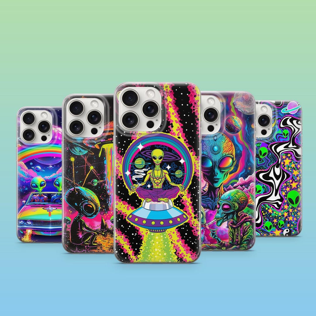 Trippy Retro Alien Phone Case Visuals Groovy Ailen Case Psychedelic ...