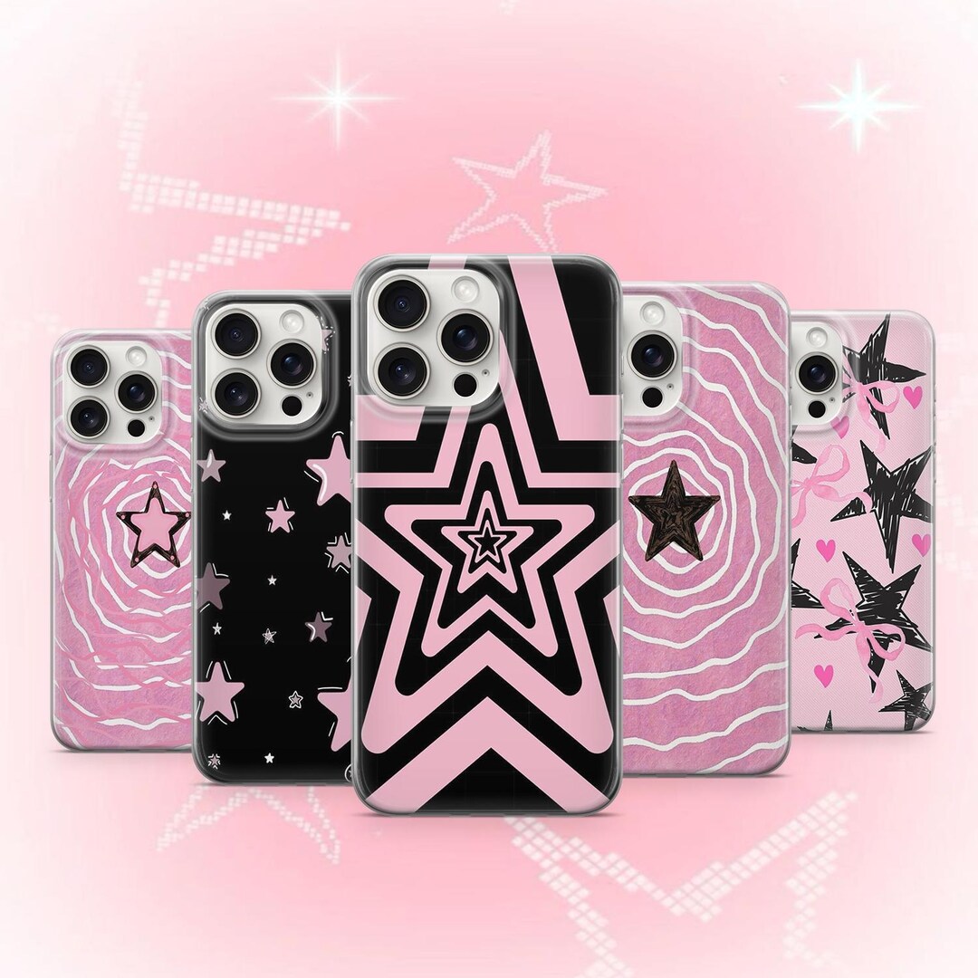 Star Phone Case Pink Aesthetic Stars & Bows Cover Coquette Y2K Star ...