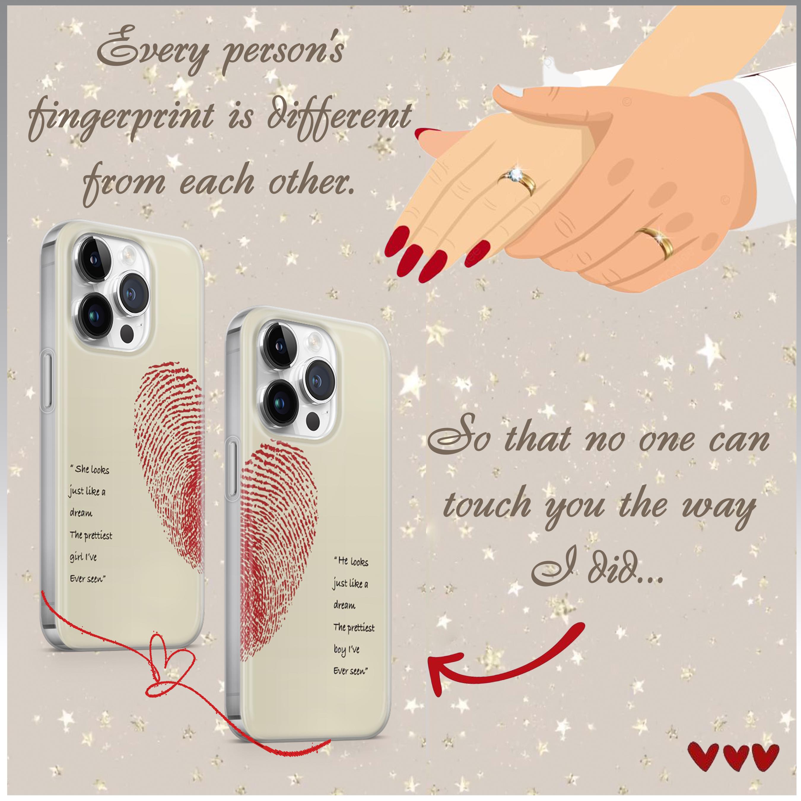 Fingerprint Heart Couple Phone Case Matching Soulmate iPhone 17 16 15 ...