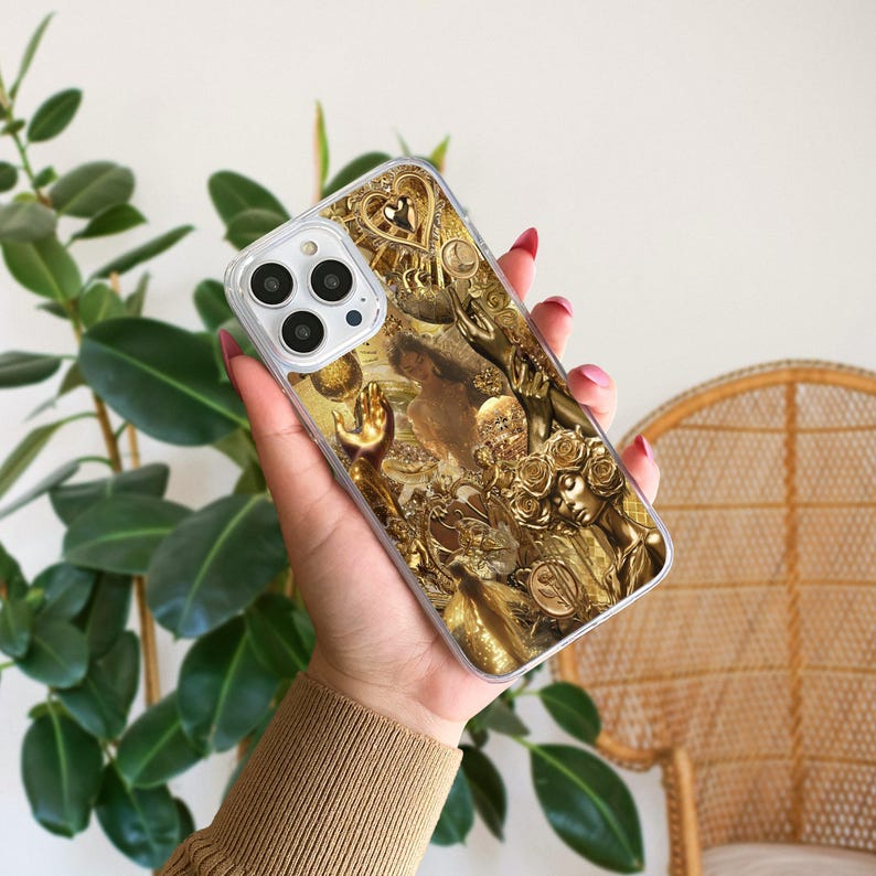 Gold Aesthetic Phone Case Luxury Gold Texture Cover Dore Golden ...