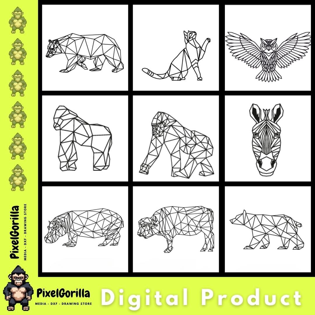 Geometric Animal DXF Files Bundle Laser Cutting Designs Digital ...