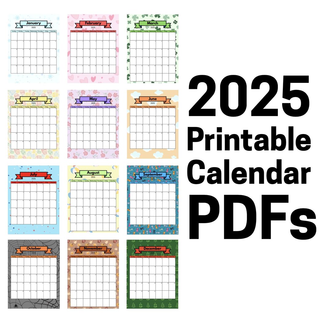 2025 Printable Calendars, Cute & Aesthetic, Seasonal Calendars, Kids ...