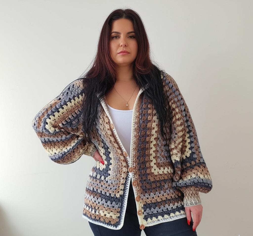 CROCHET PATTERN – Skyline Hexagon Cardigan, Customizable Sizes, Elegant ...
