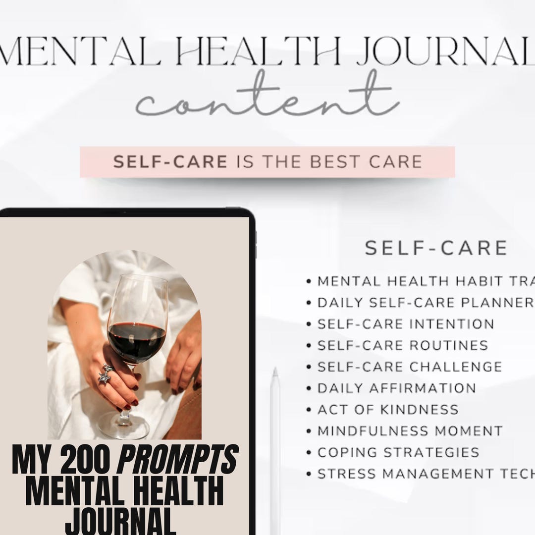 200 Prompts Mental Health Journal, Digital Self Care Planner, Anxiety ...